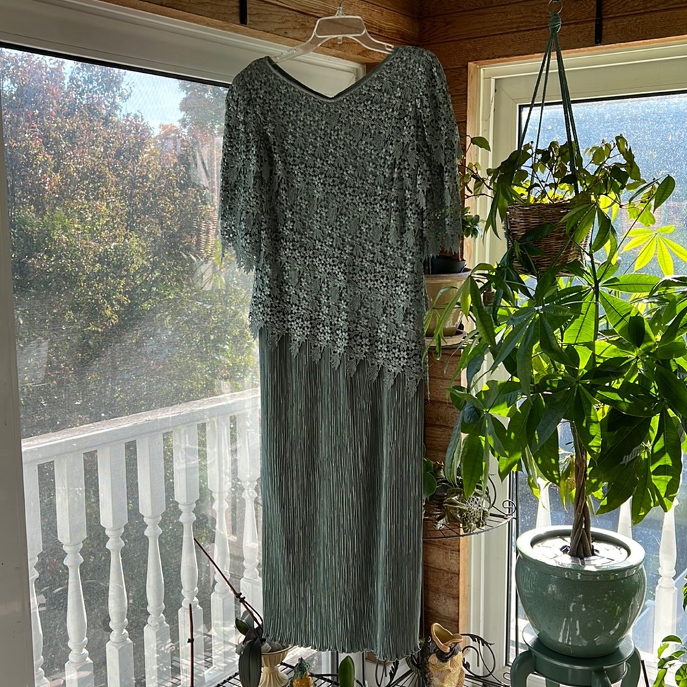 Vintage Yolanda Cellucci Mob Lacy Dress In Sage Green - Gem